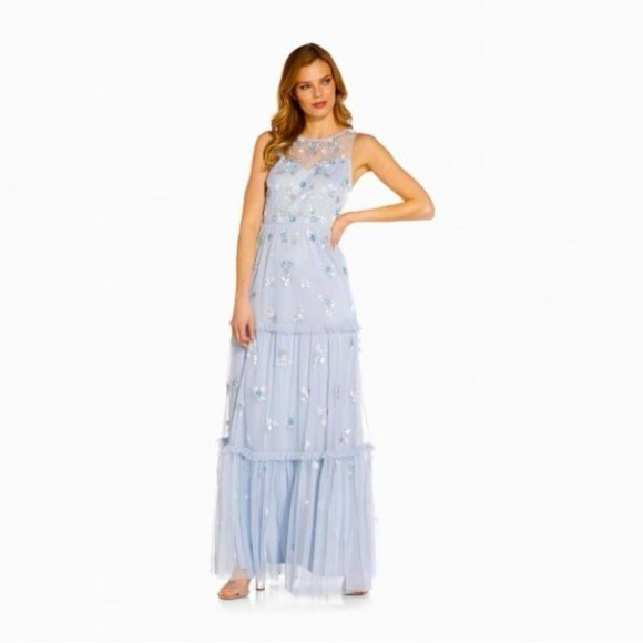 Adrianna Papell | Dresses | Nwt Adrianna Papell Handbeaded Tiered Dress ...